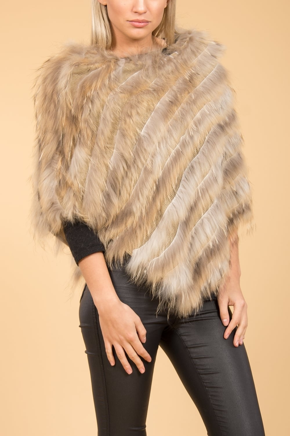 Luxury Womens Fox Fur Poncho