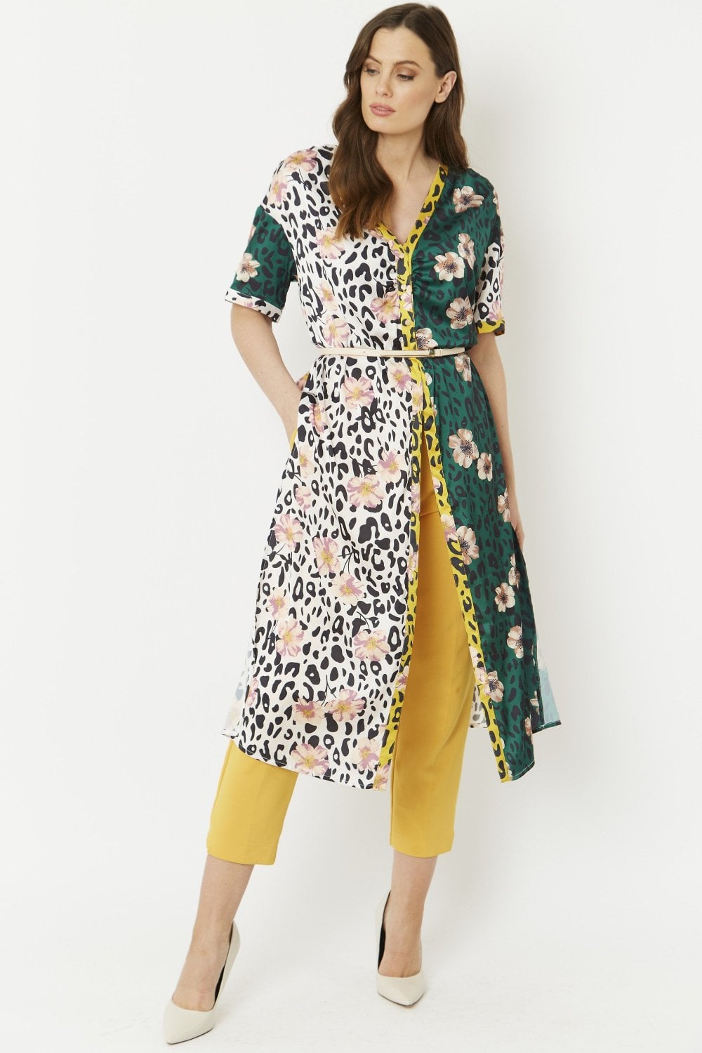 Silk Blend Mixed Floral Print Kimono